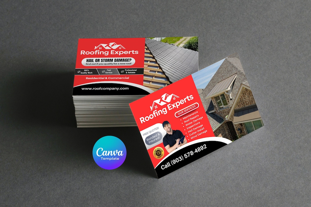 Roofing Business Card Template - Etsy