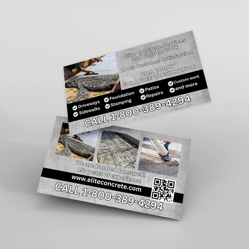 Concrete Services Business Card Template - Etsy