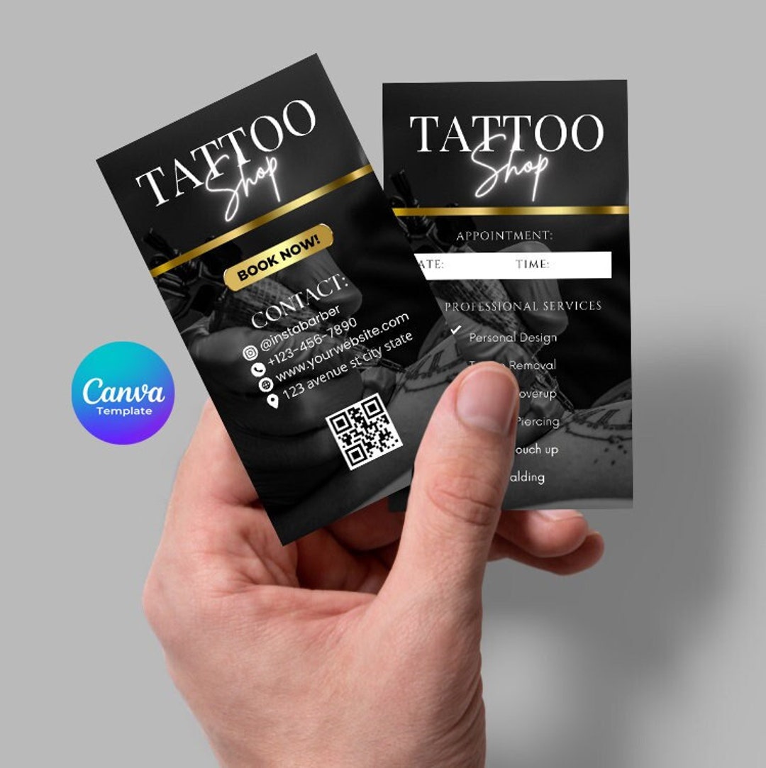 Tattoo Business Card Template, Tattoo Business Appointment Card ...