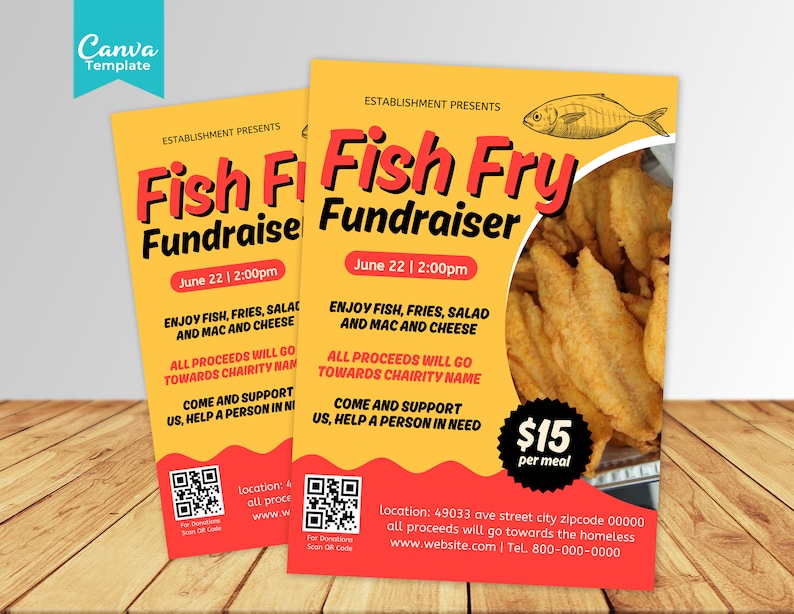 Fish Fry Fundraiser Flyer Template, Fish Fry Flyer Template - Etsy