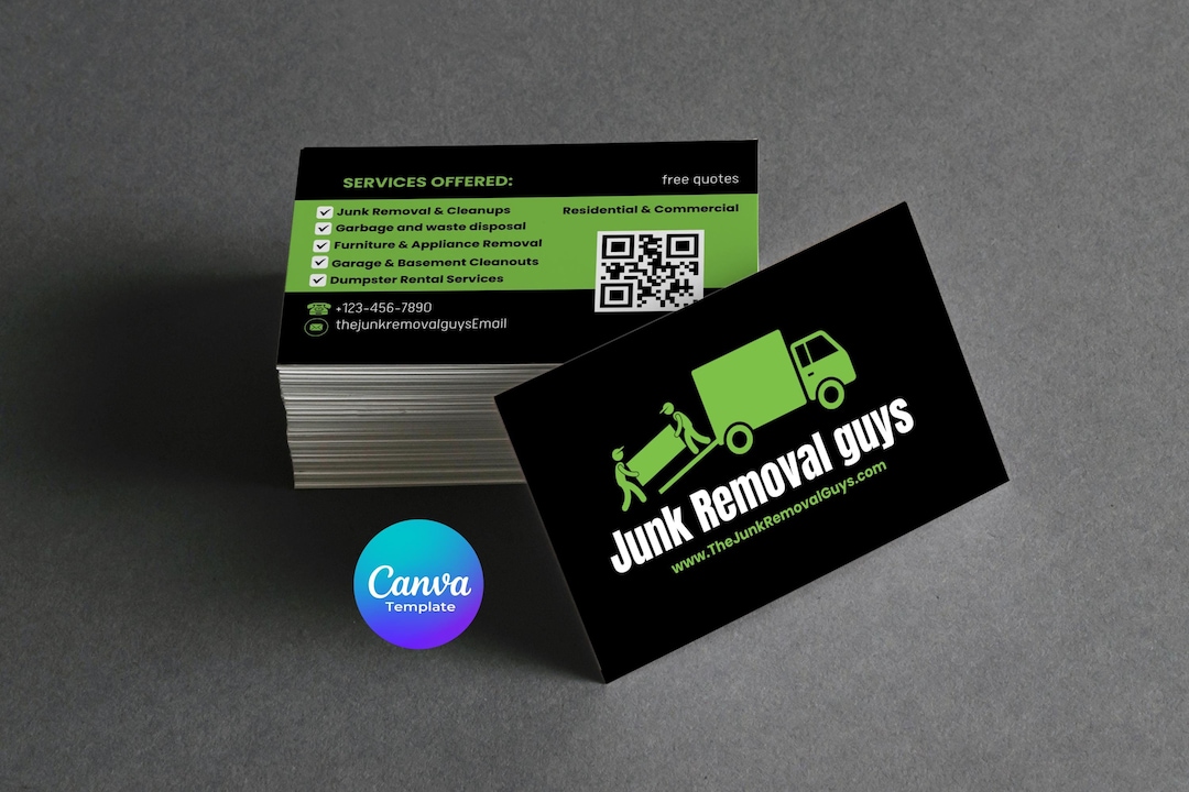 Junk Removal Services Business Card Template, Junk Removal Business ...