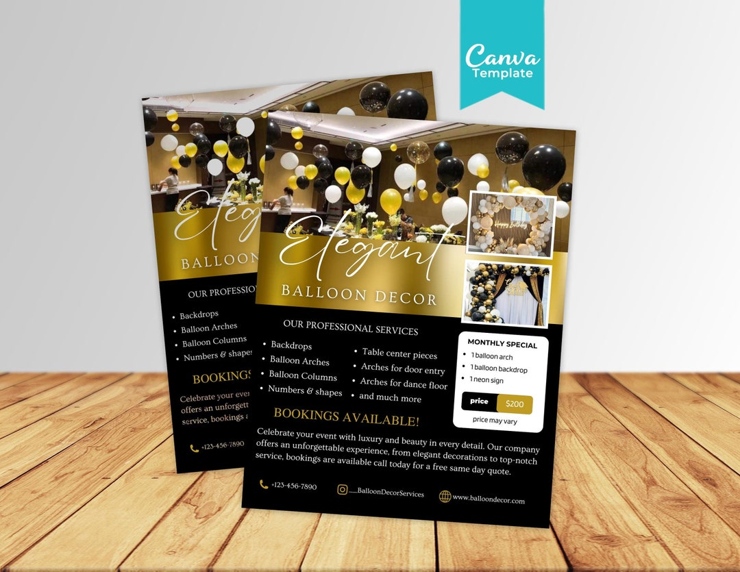 Balloon Decor Services Flyer, Balloon Decor Business Flyer, Balloon ...