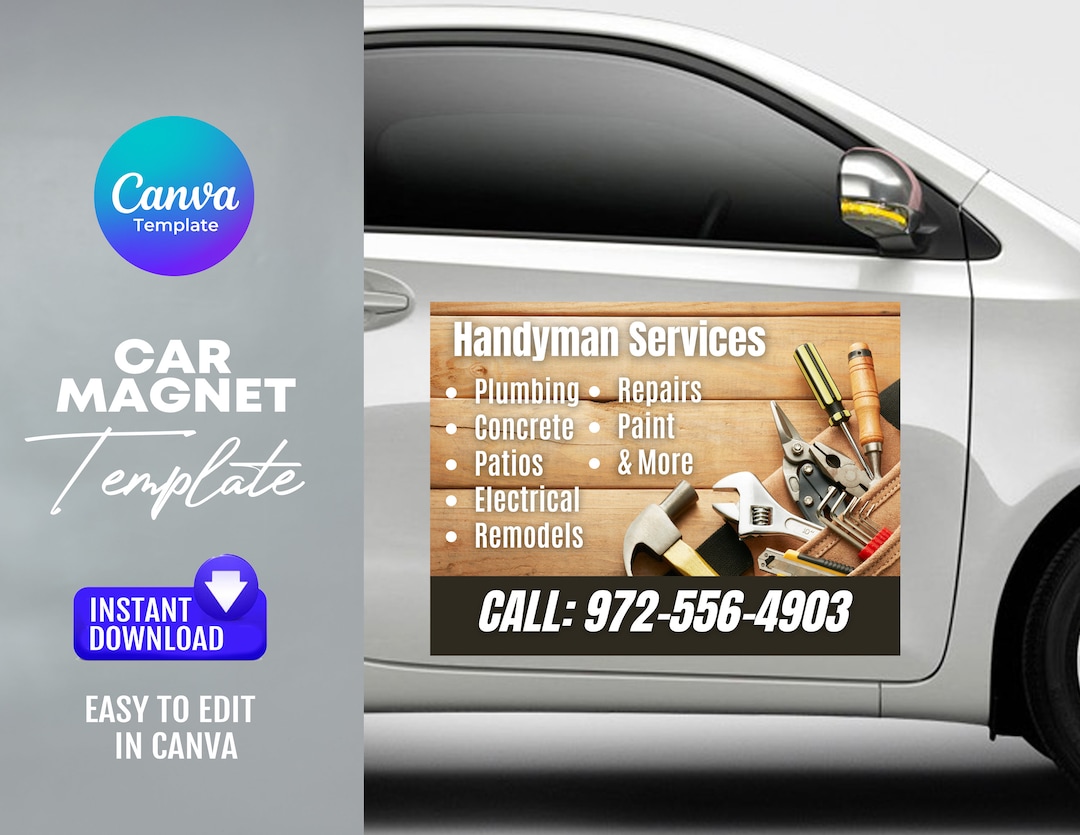 Handyman Business Car Magnet Template - Etsy