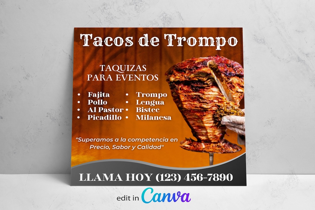 Tacos De Trompo Flyer Template, Taquizas Flyer, Mexican Food Business ...