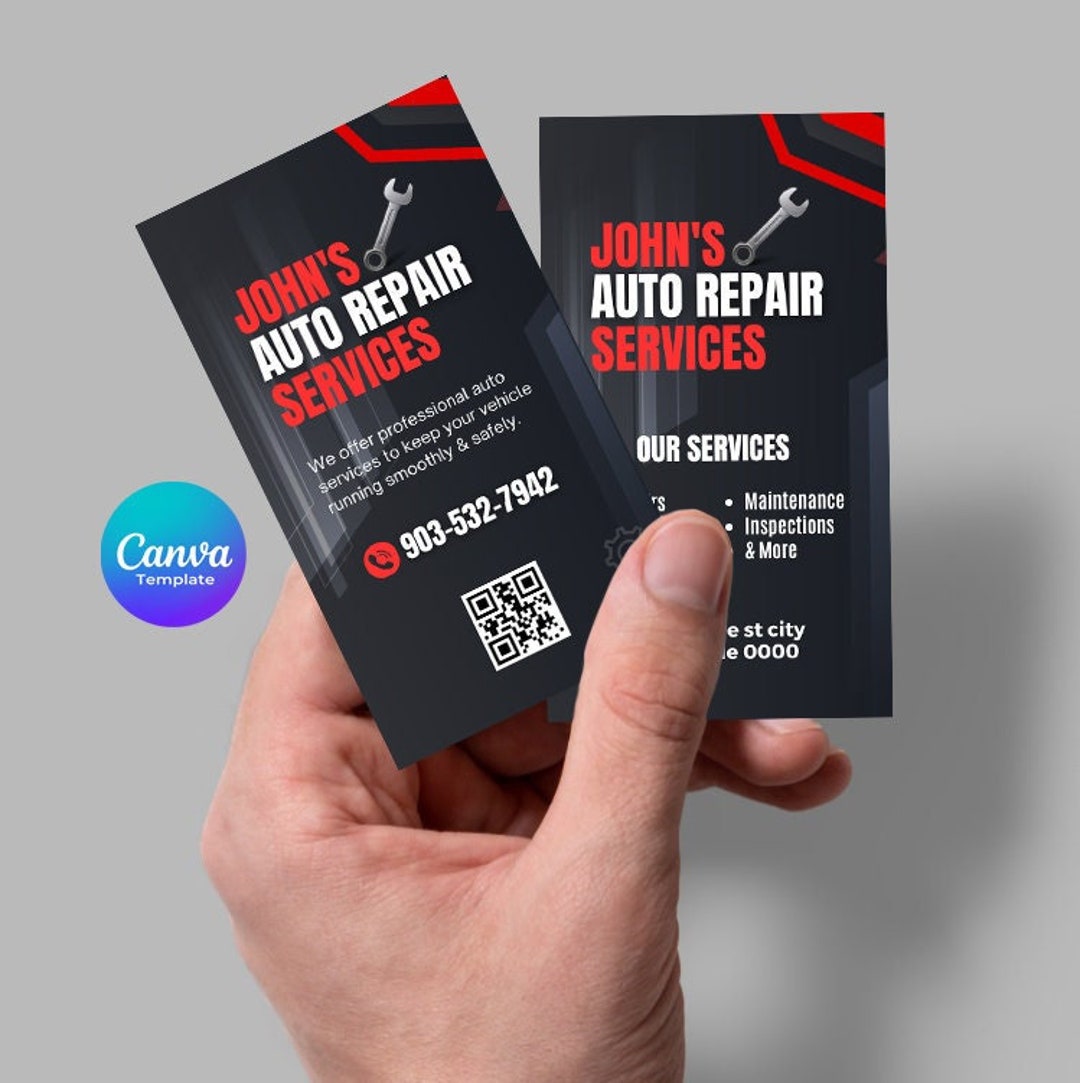 Auto Repair Business Card Template - Etsy