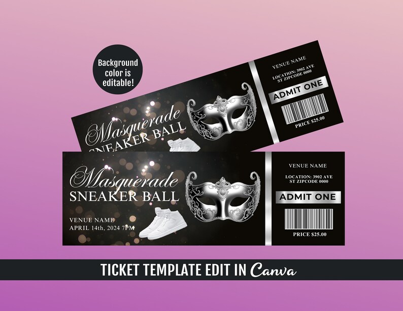 Masquerade Sneaker Ball Ticket Template - Etsy