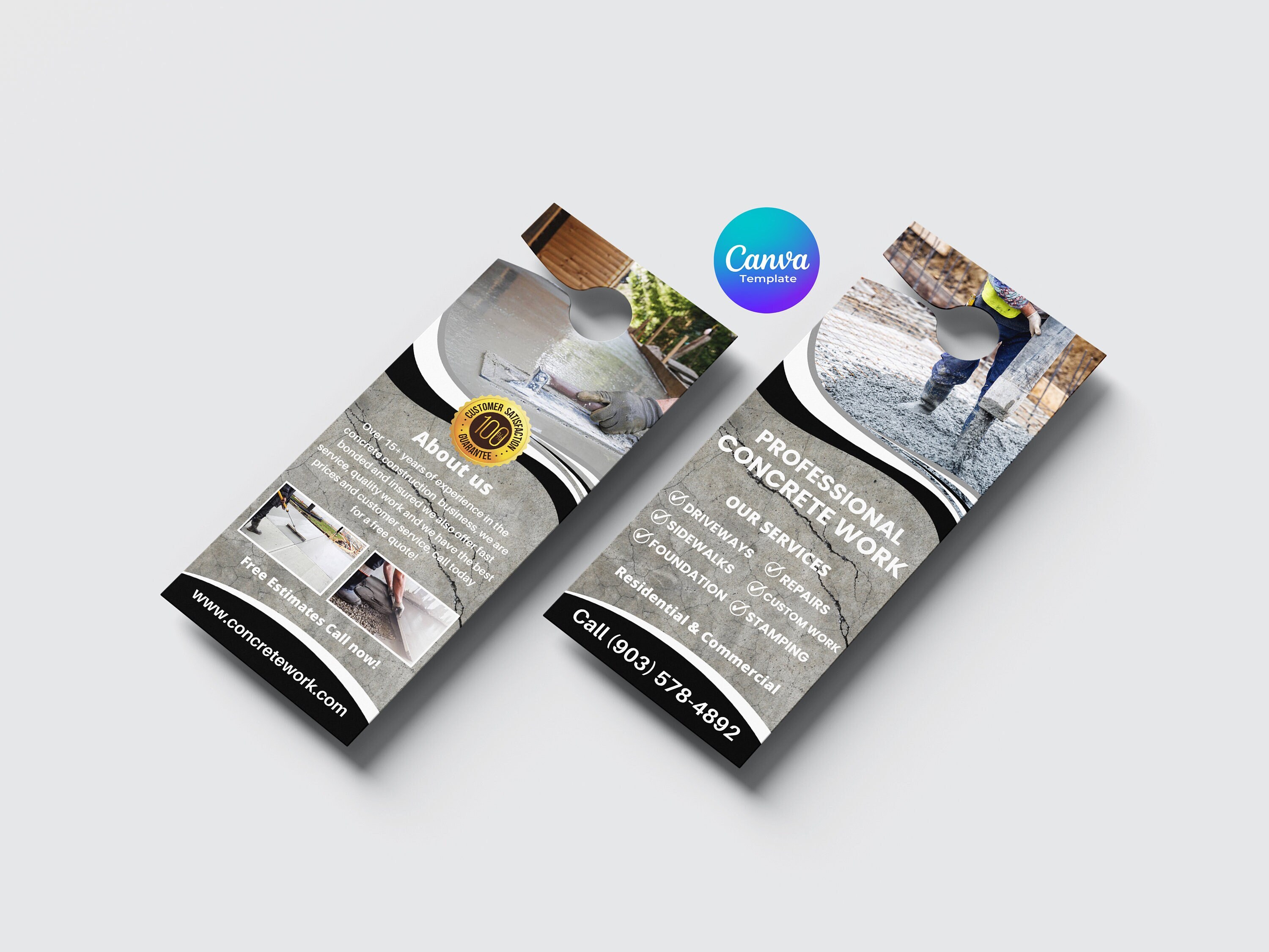 Concrete Services Door Hanger Template, Concrete Pouring Services Business Door Hanger Template ...