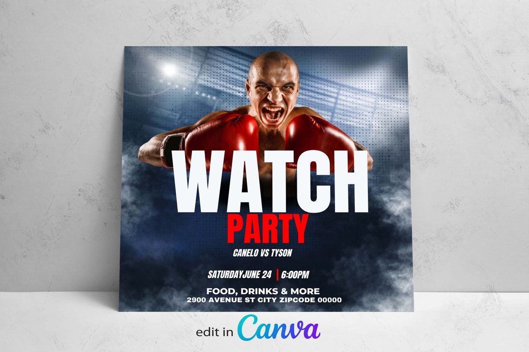 Boxing Watch Party Flyer Template, Boxing Watch Party Invitation Flyer ...