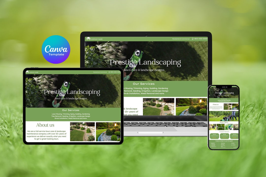 Lawn Care Website Canva Template, Landscaping Website Canva Template - Etsy