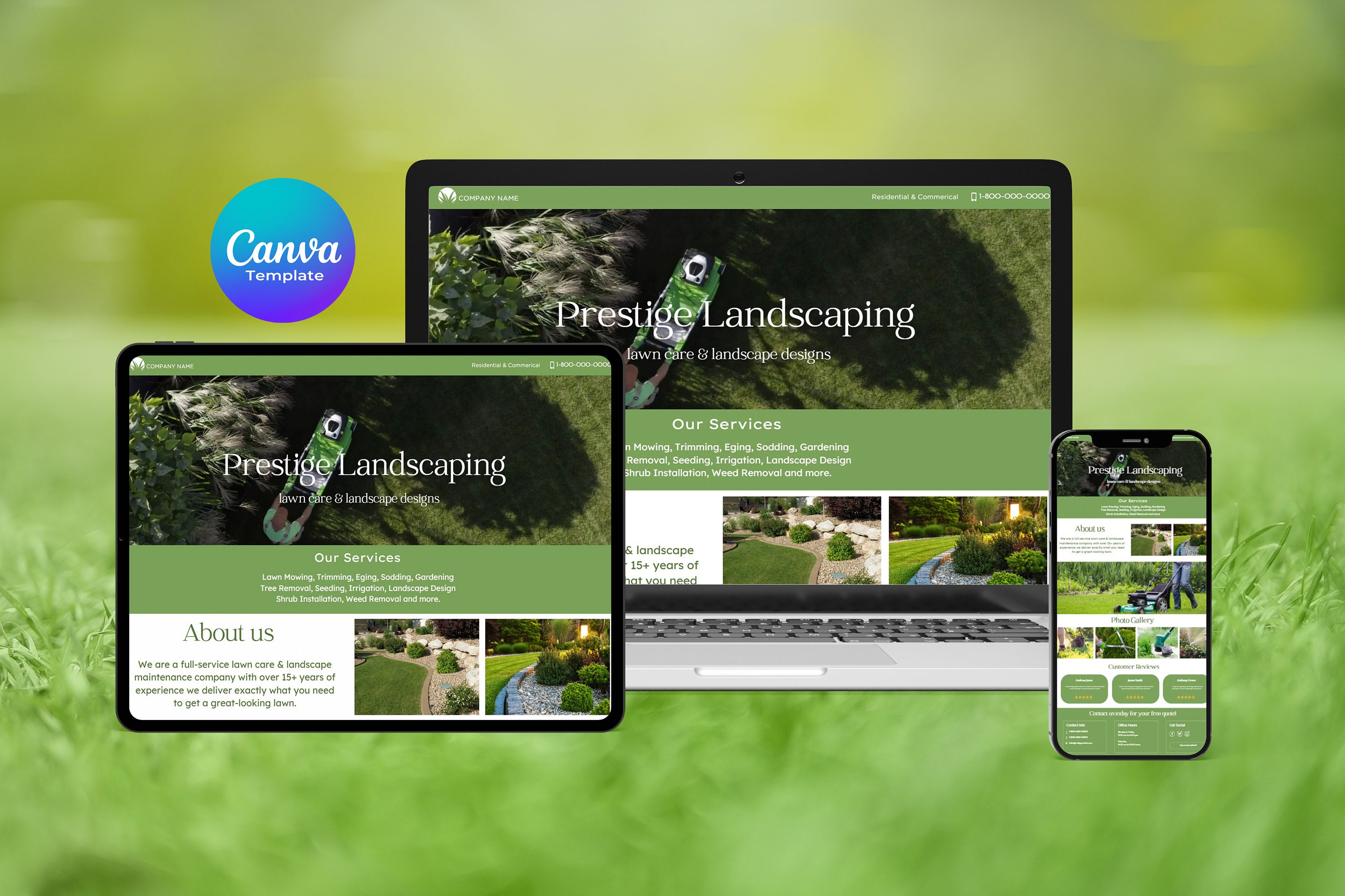 Lawn Care Website Canva Template, Landscaping Website Canva Template - Etsy