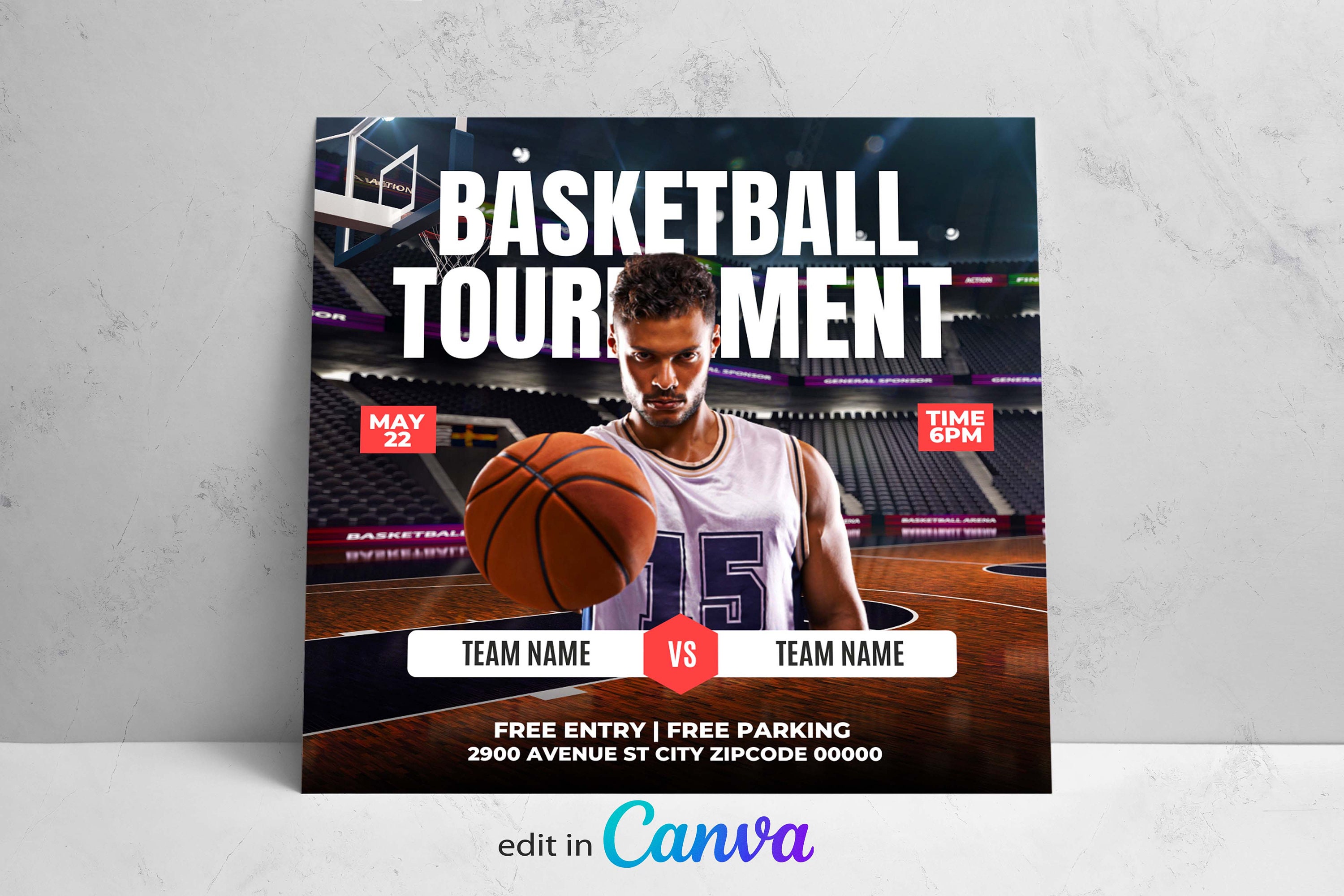 Basketball Game Invitation Flyer Template, Basketball Tournament Flyer ...
