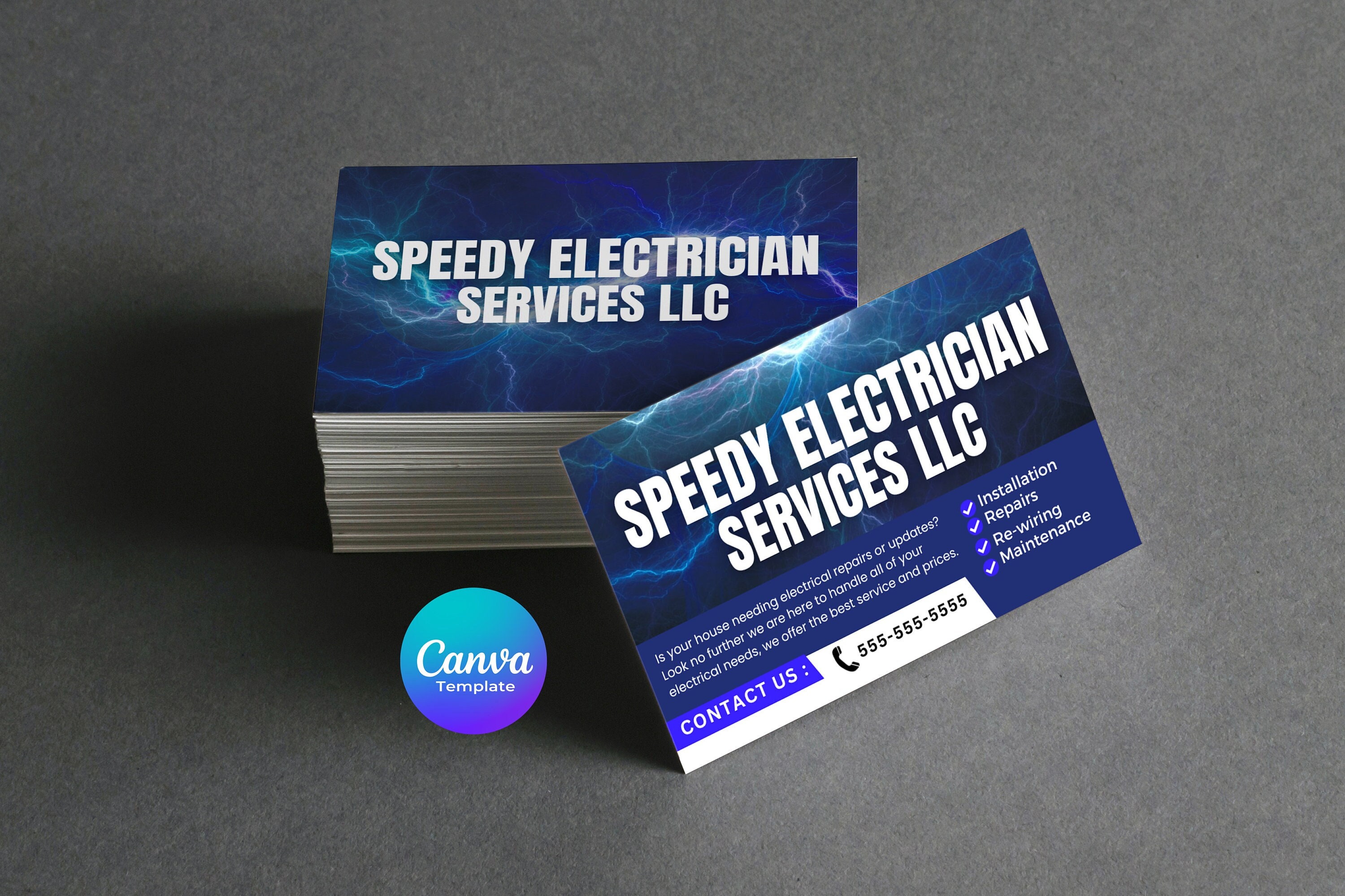 Electrician Business Card Template - Etsy