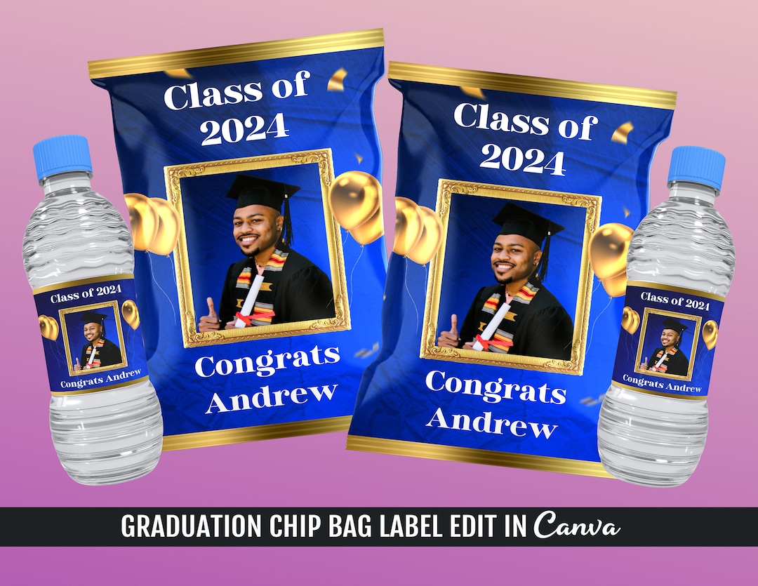 Graduation Chip Bag Template and Water Bottle Label Template - Etsy