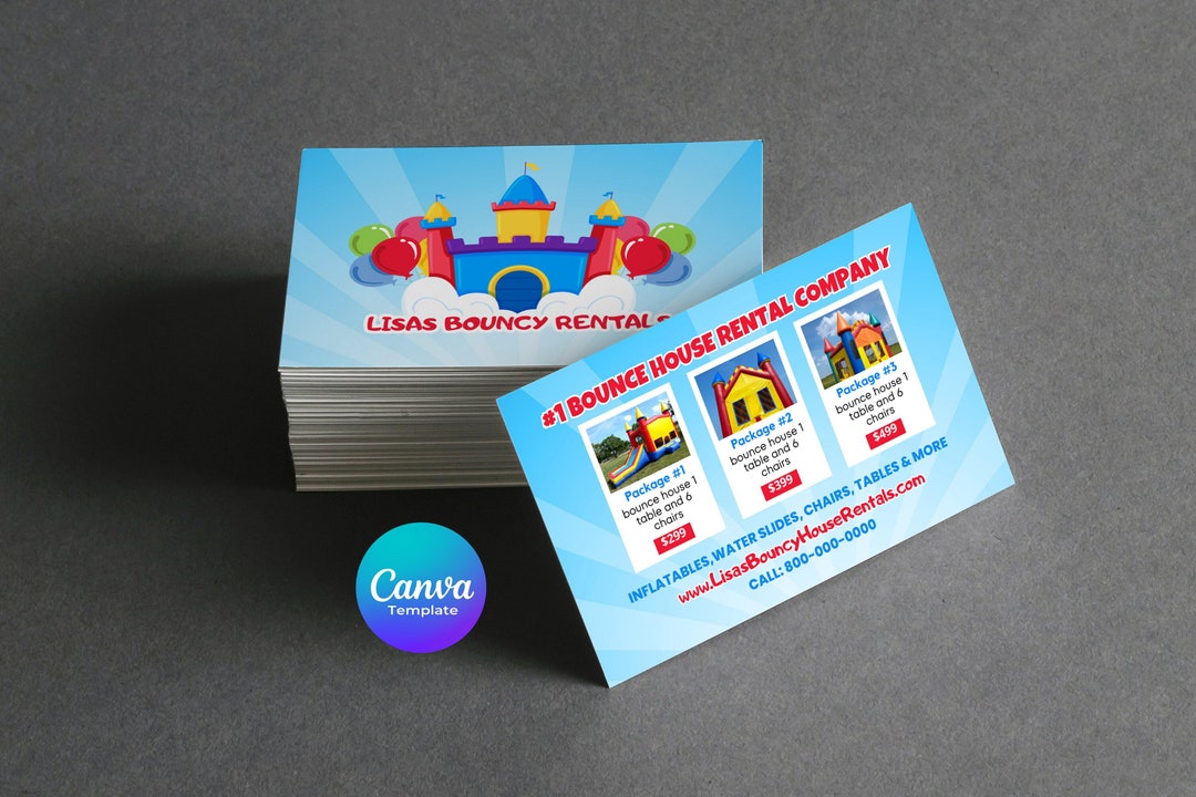 Bounce House Business Card, Bounce House Rentals Business Card Template ...
