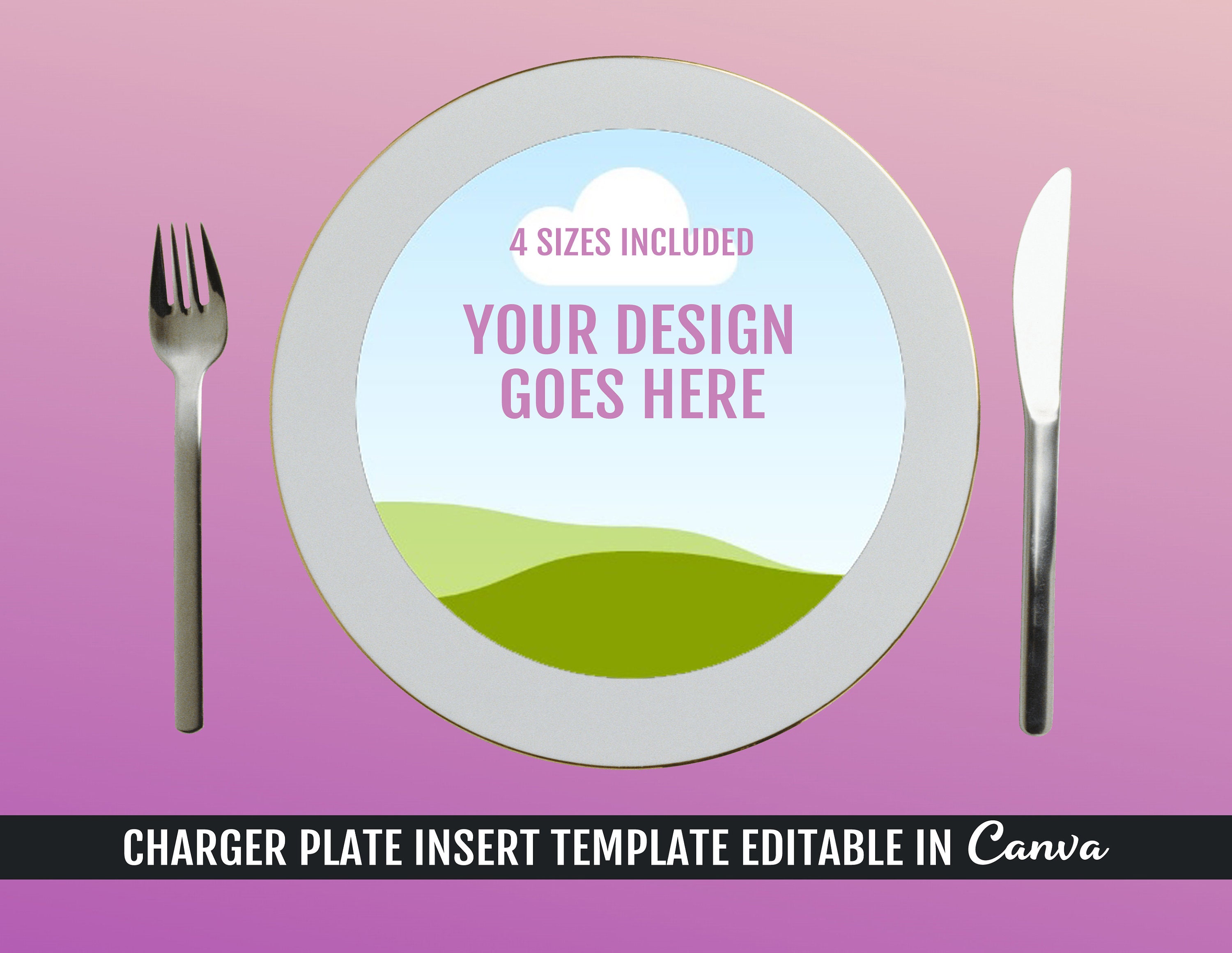 Charger Plate Insert Template, 4 Sizes Included - Etsy