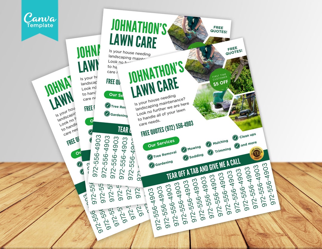 Landscaping Flyer Tear off a Tab Template, Lawn Care Tear off a Tab ...