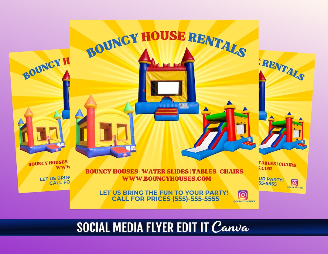 Bounce House Rentals Flyer Template - Etsy