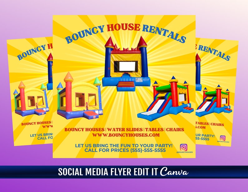 Bounce House Rentals Flyer Template - Etsy
