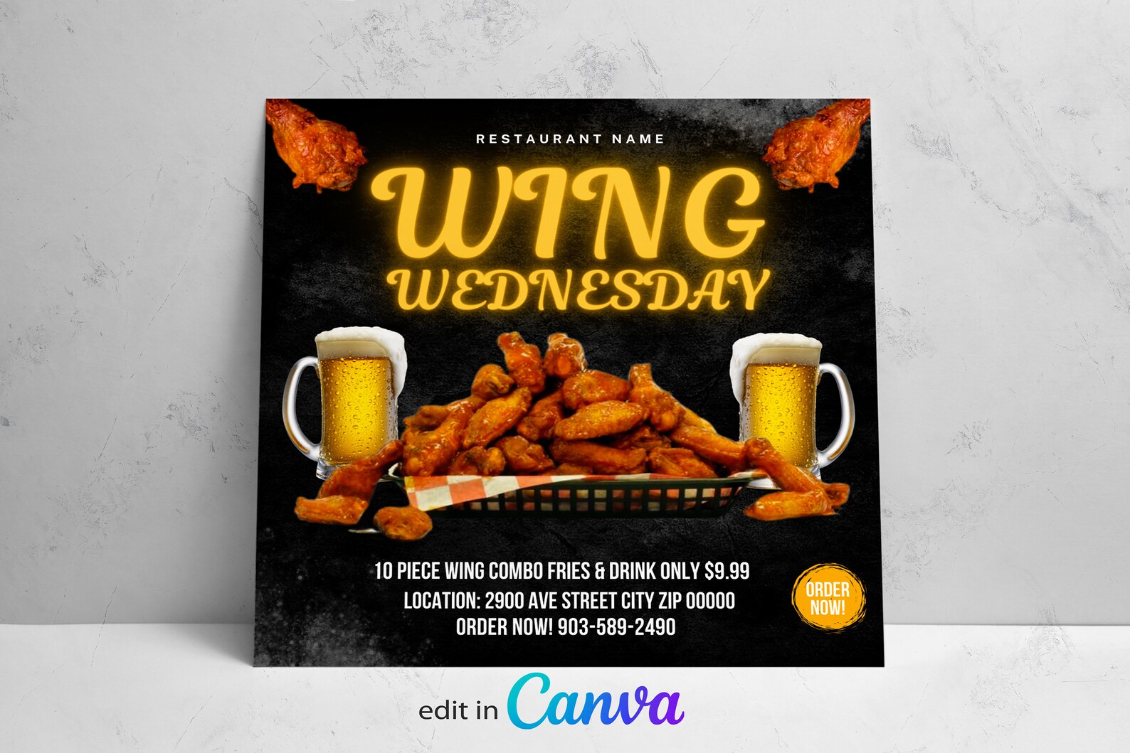 Hot Wings Flyer, Hot Wings Special Flyer, Wing Wednesday Flyer, Hot ...