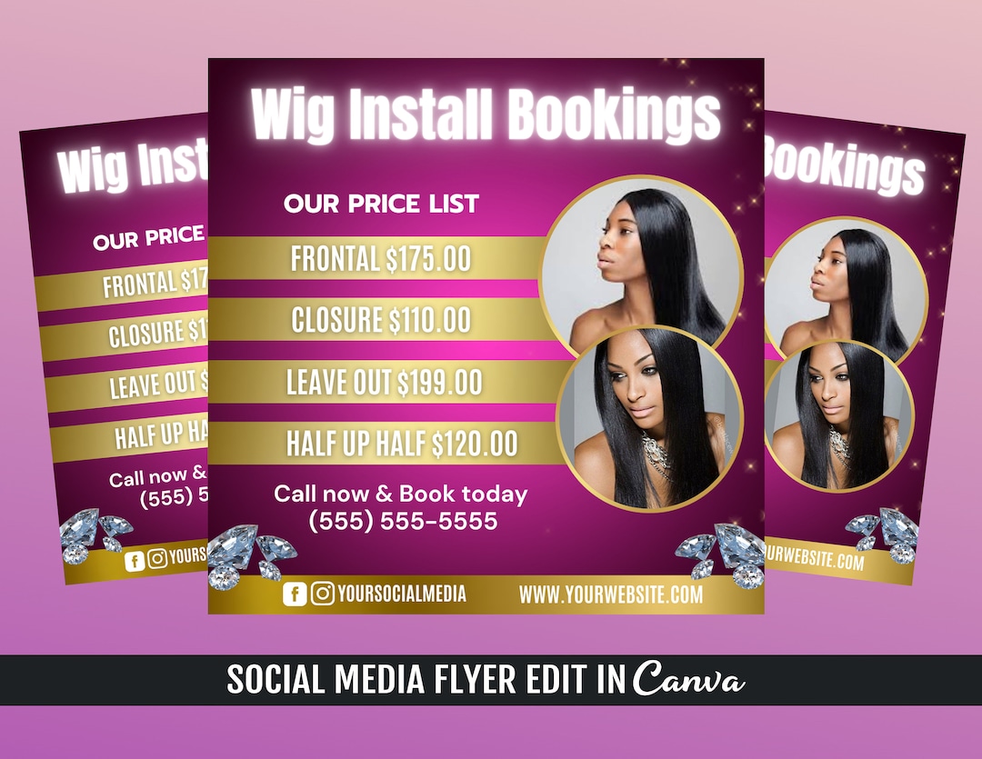 Wig Install Flyer Template - Etsy