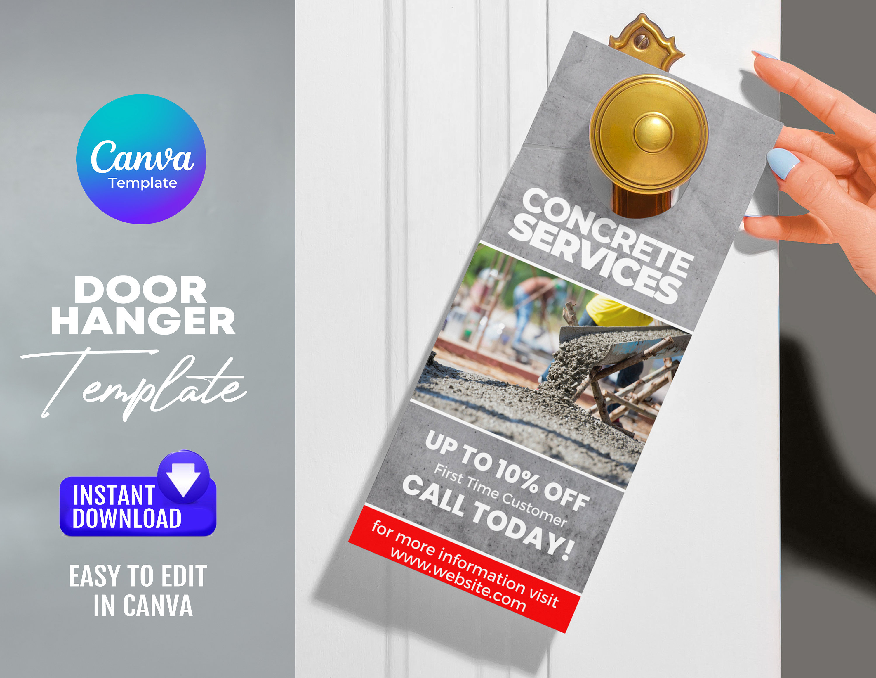 Concrete Services Door Hanger Template - Etsy