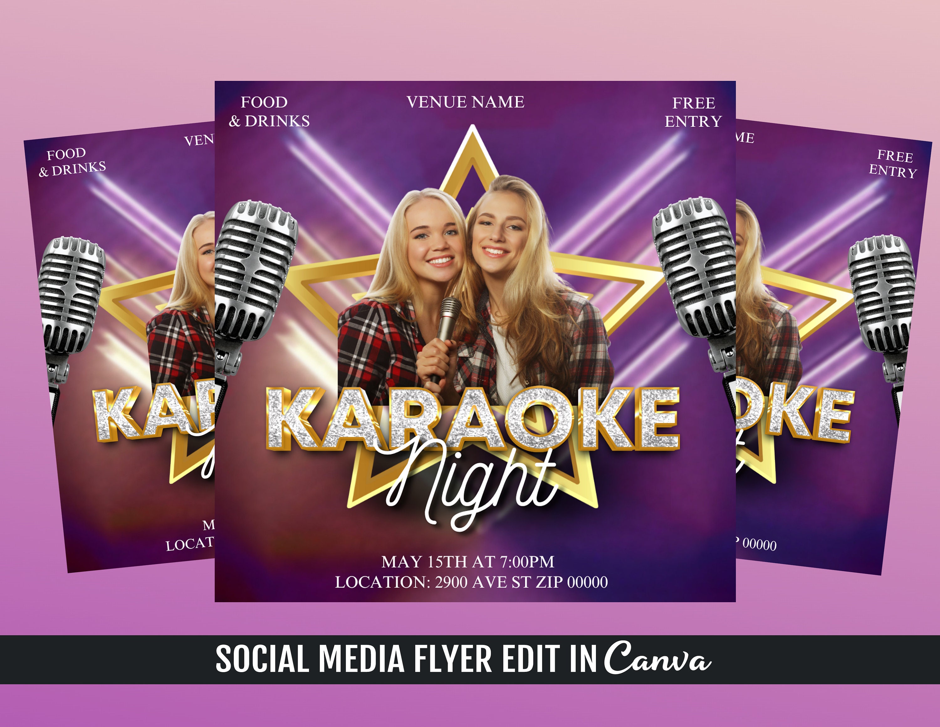 Karaoke Flyer, Karaoke Night Flyer Template - Etsy