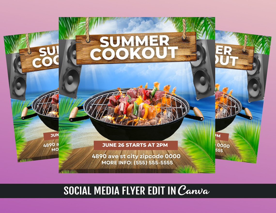 Summer Cookout Flyer Template - Etsy