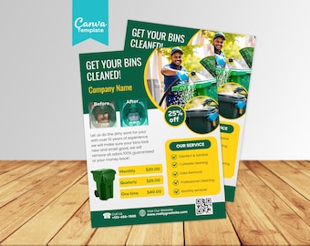 Editable Trash Bin Cleaning Flyer Template - Canva - Etsy