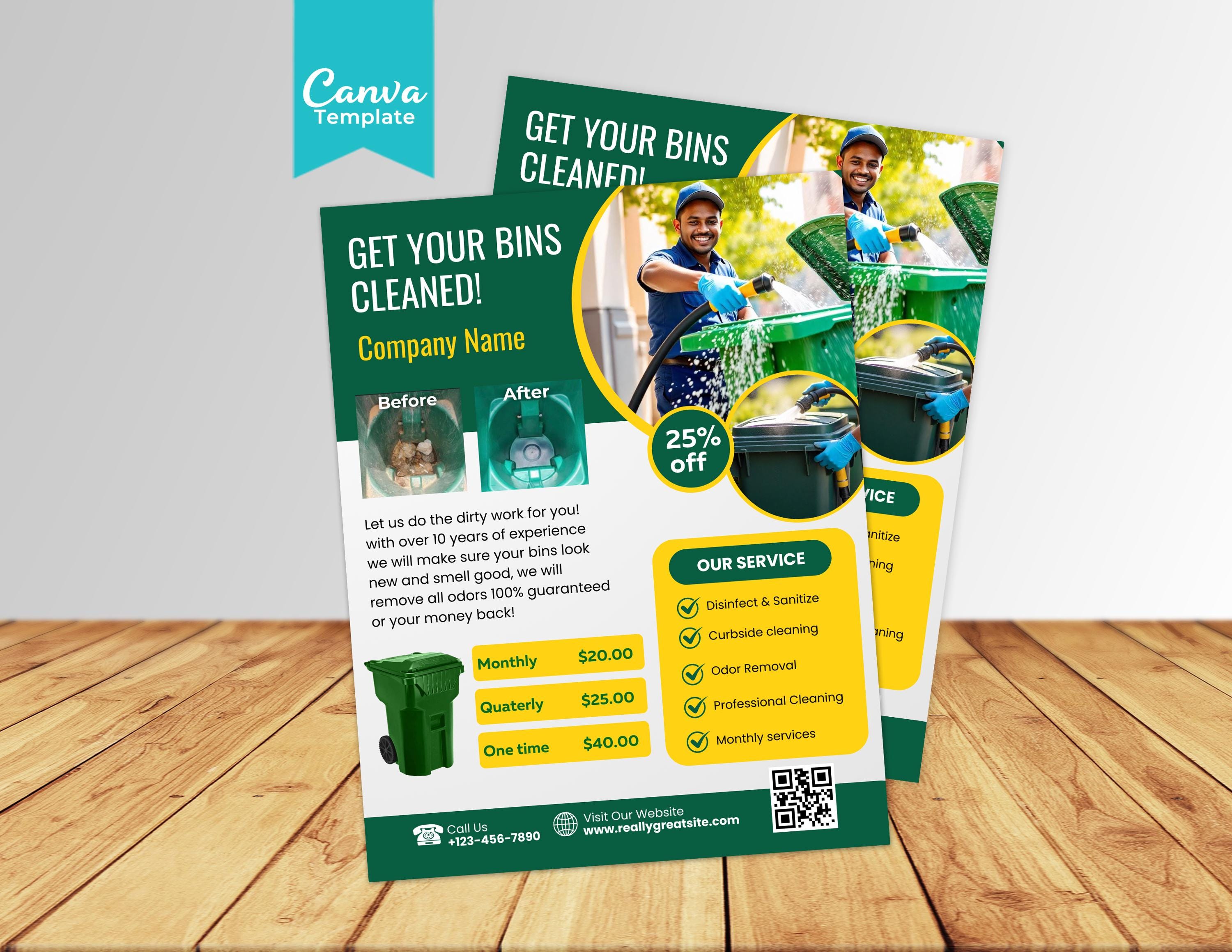Trash Bin Cleaning Service Flyer, Trash Bin Cleaning Flyer Template - Etsy