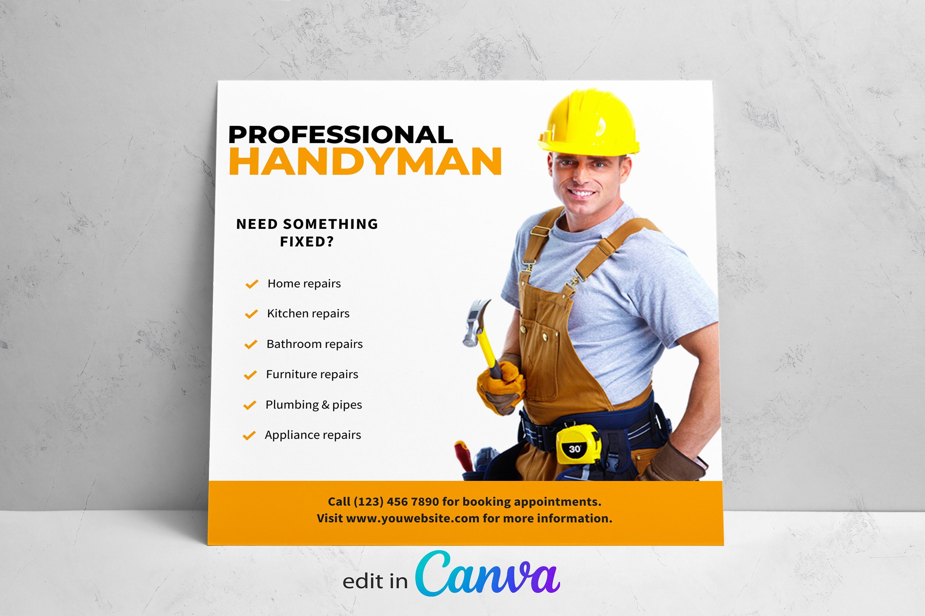 Handyman Flyer Template, Edit With Canva - Etsy