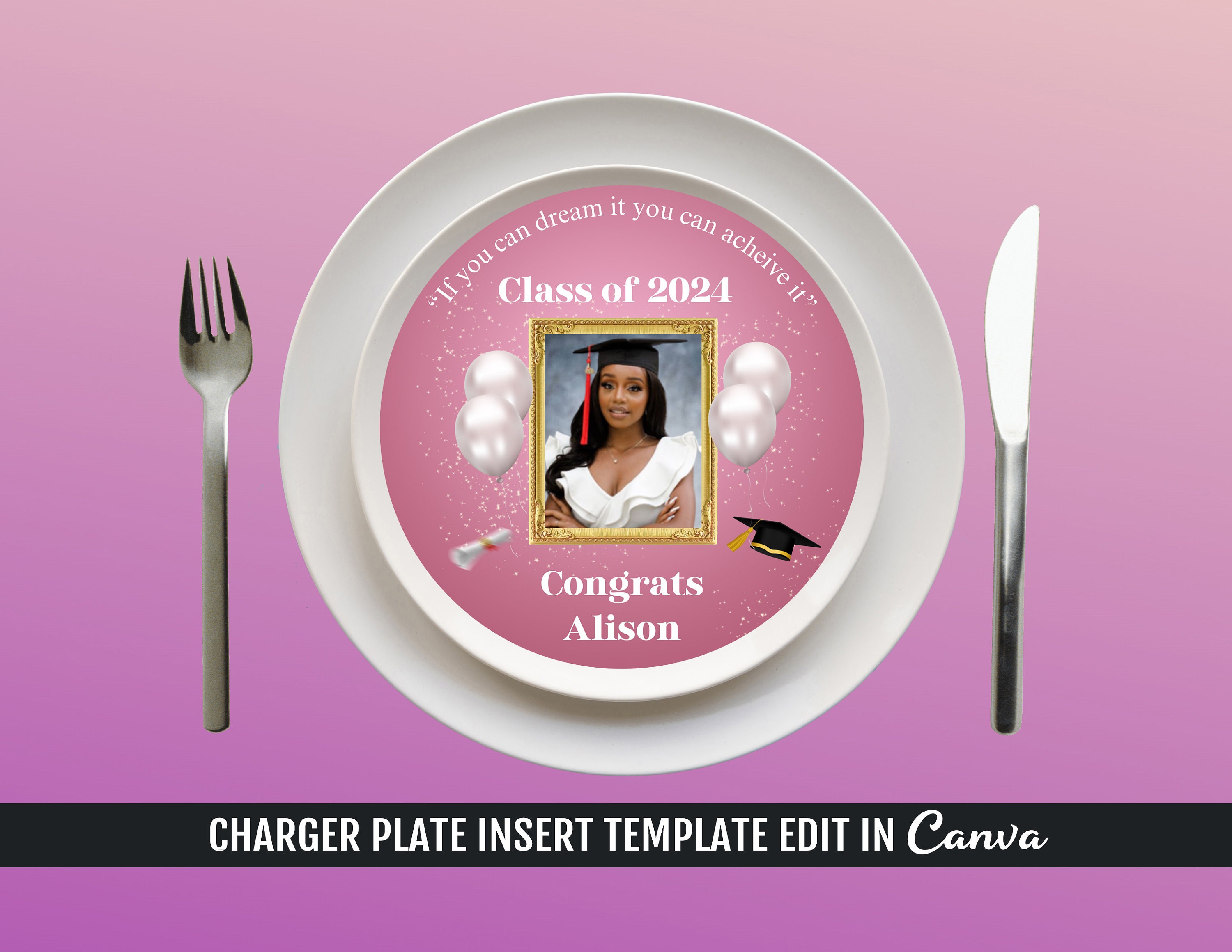 Graduation Charger Plate Insert Template - Etsy