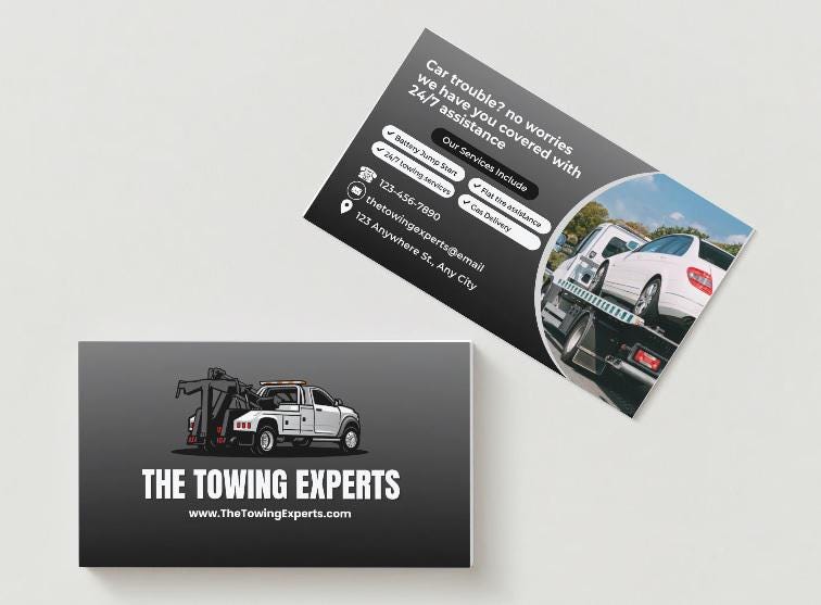 Towing Services Business Card Template, Towing Services Business Card ...