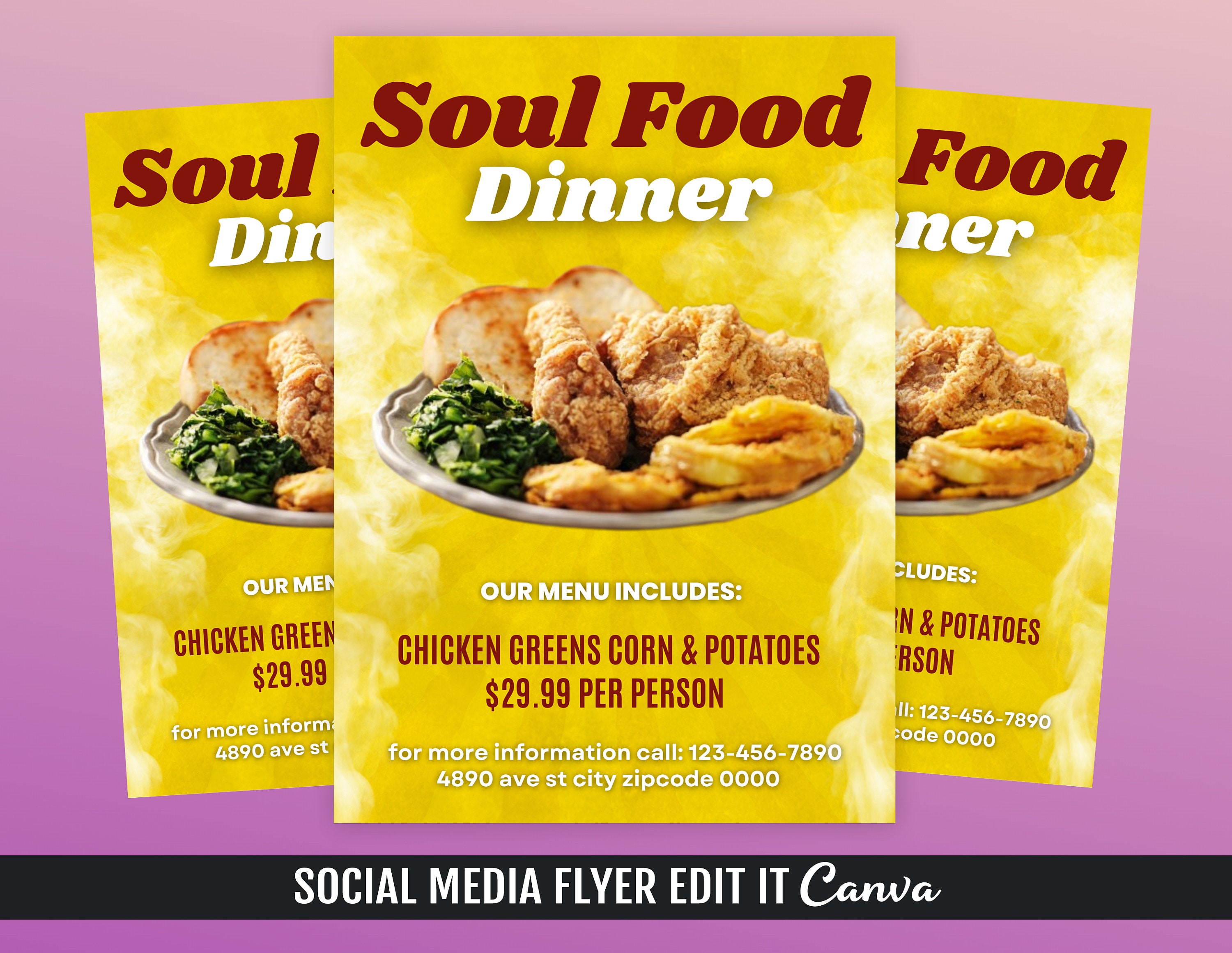 Sould Food Dinner Flyer Template - Etsy