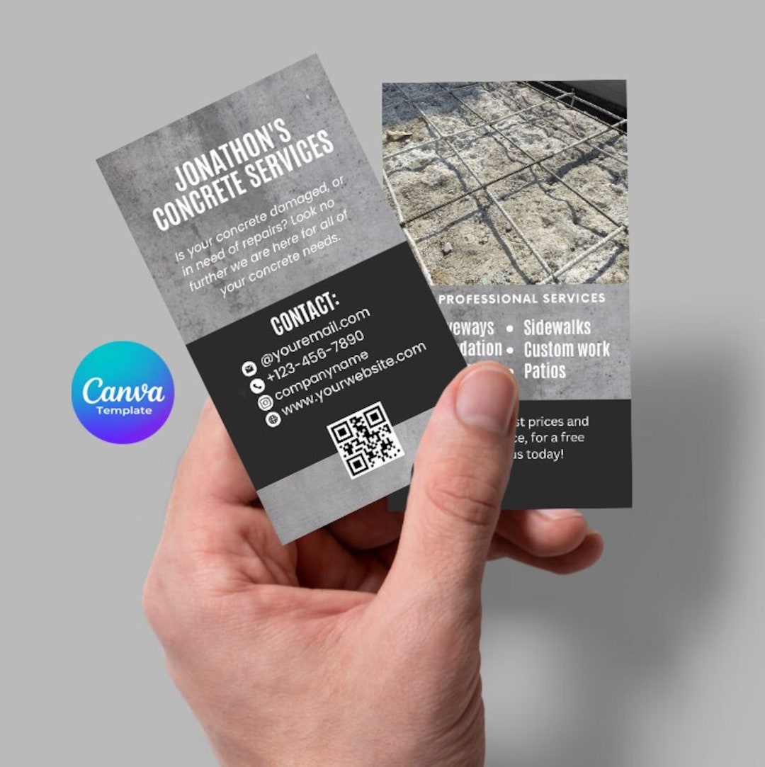 Concrete Services Business Card Template - Etsy