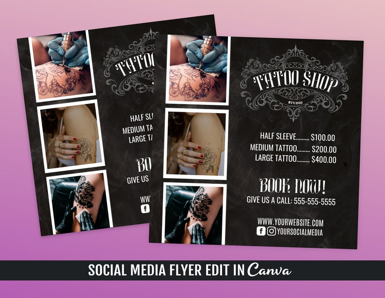 Tattoo Shop Flyer Template, Tattoo Artist Flyer Template - Etsy