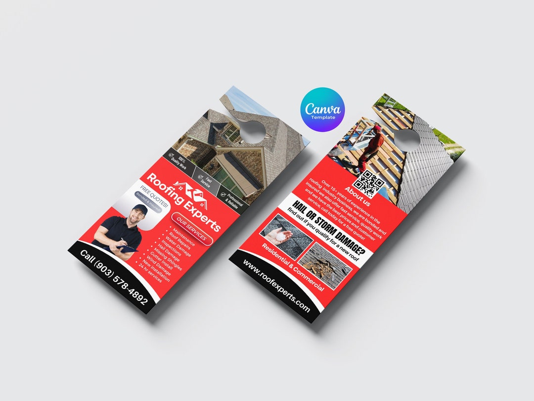 Roofing Company Door Hanger Template, Roofing Business Door Hanger ...