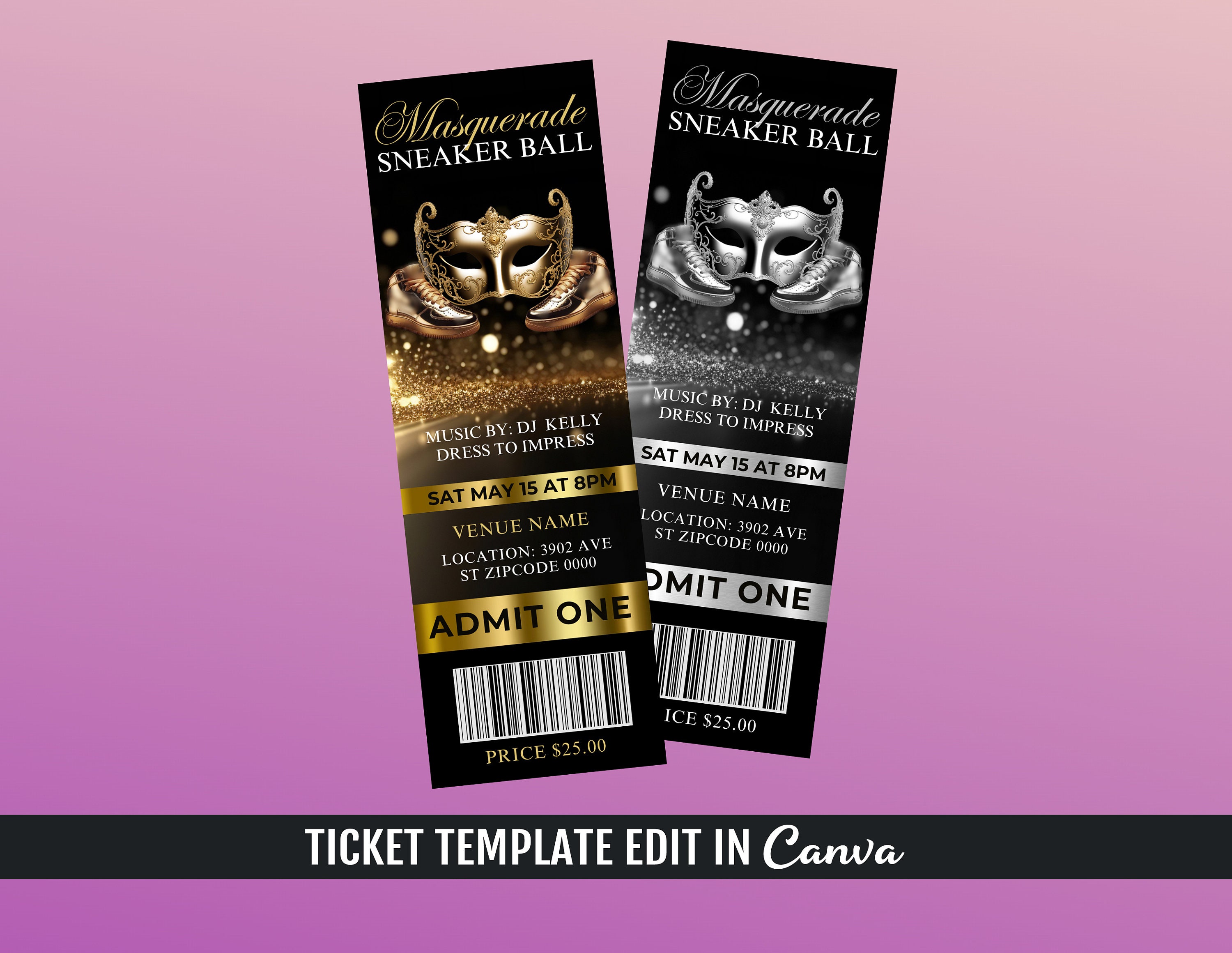 Sneaker Ball Masquerade Ticket Template - Etsy