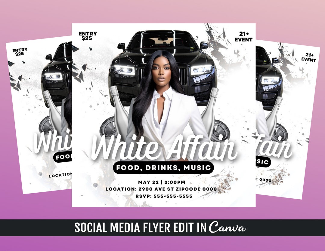 All White Party Flyer Invitation, White Affair Party Flyer - Etsy