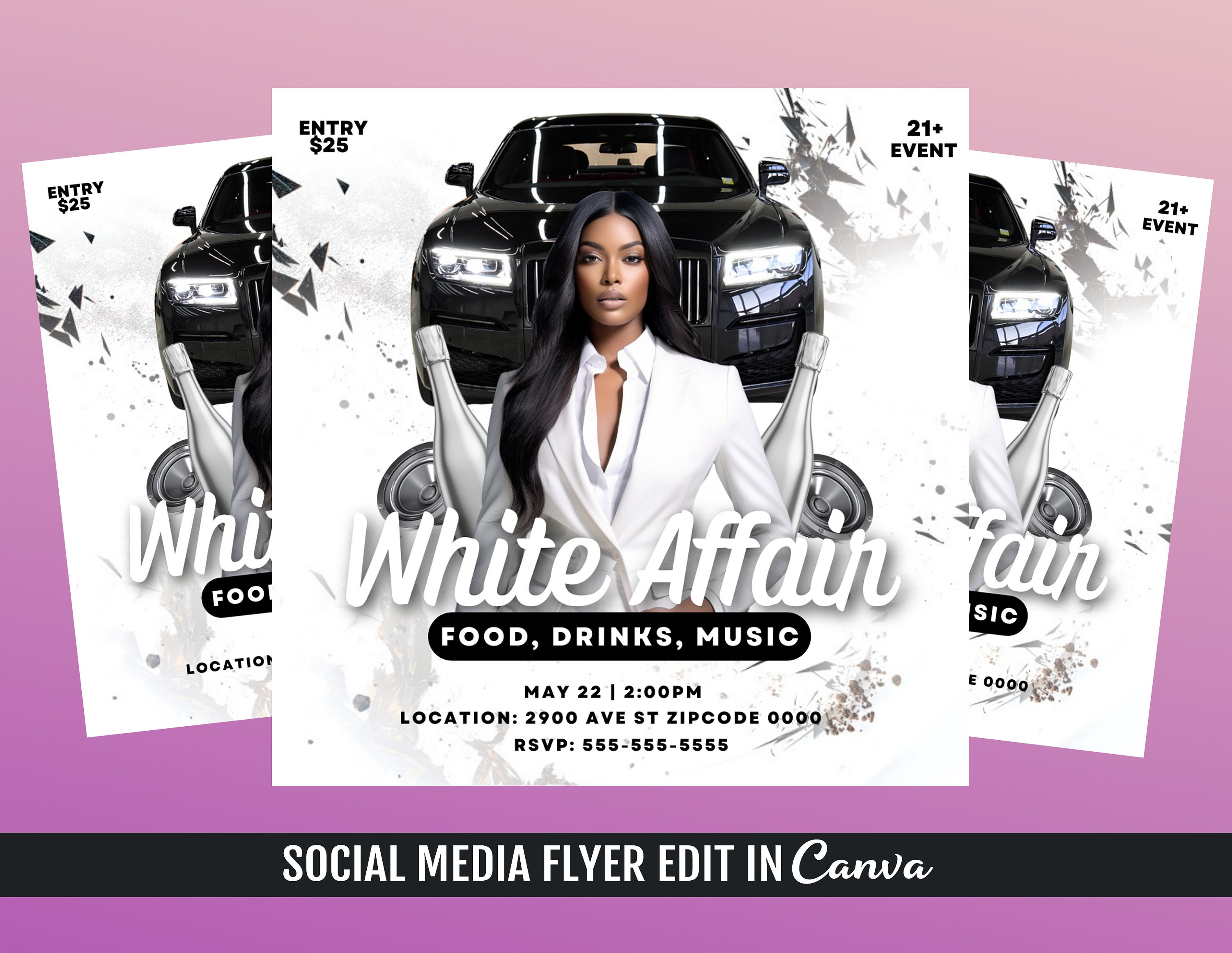 All White Party Flyer Invitation, White Affair Party Flyer - Etsy