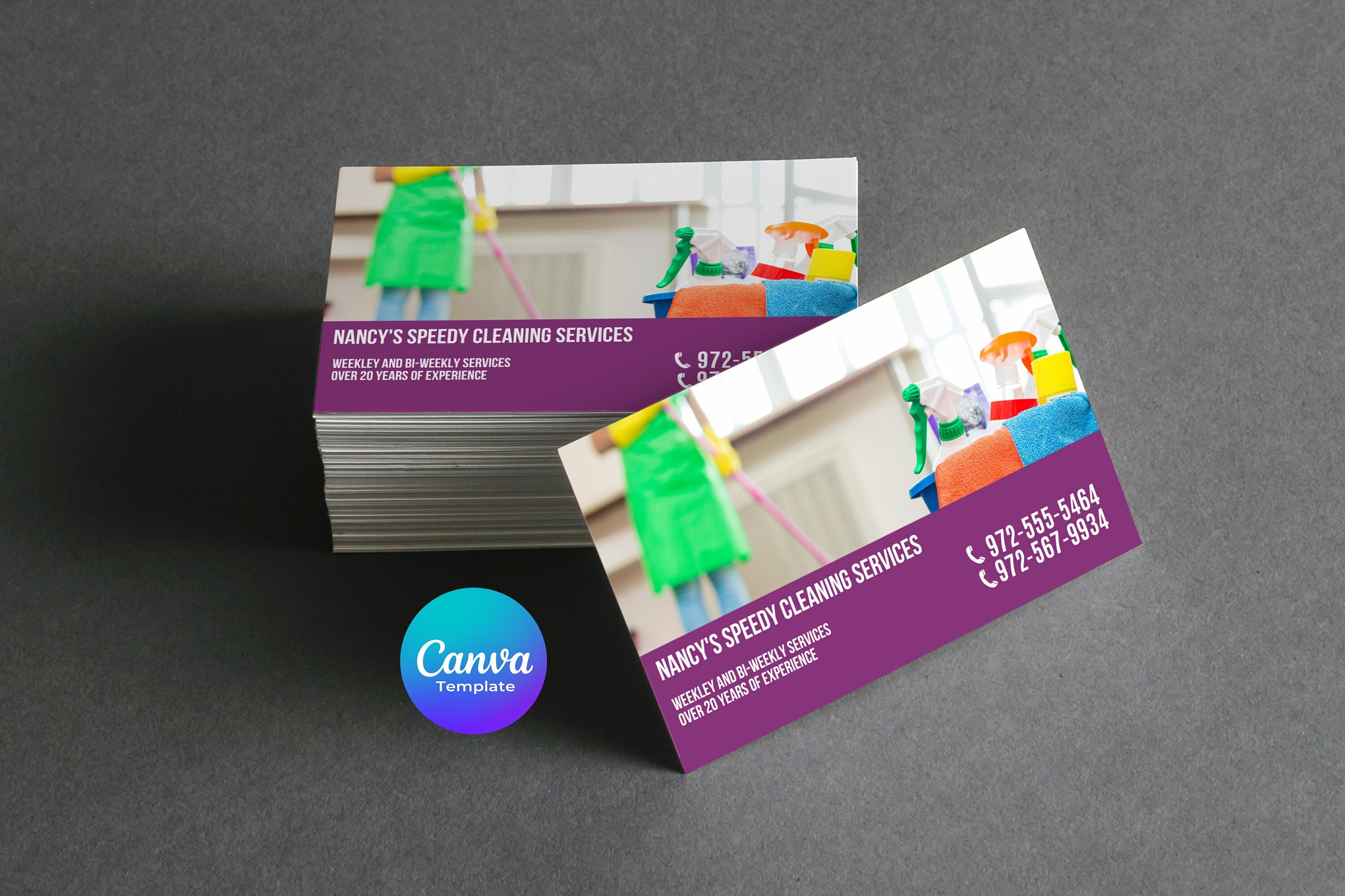 Cleaning Services Business Card Canva Template - Etsy