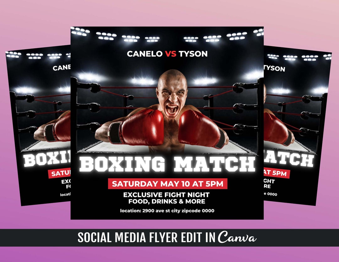 Boxing Night Flyer Template, Boxing Match Flyer Invitation - Etsy