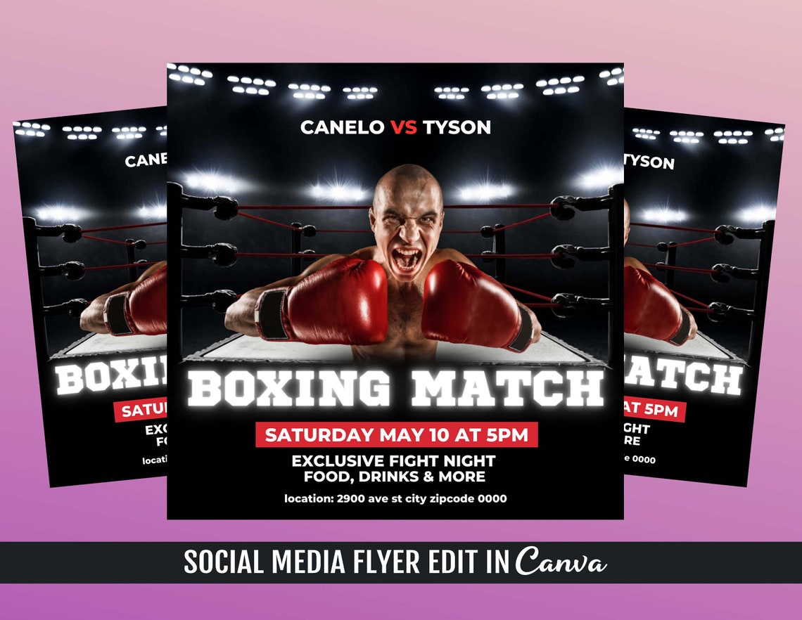 Boxing Night Flyer Template, Boxing Match Flyer Invitation - Etsy