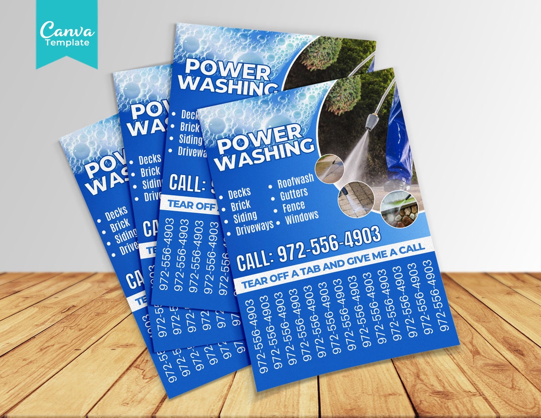 Power Washing Flyer Tear off a Tab Template - Etsy
