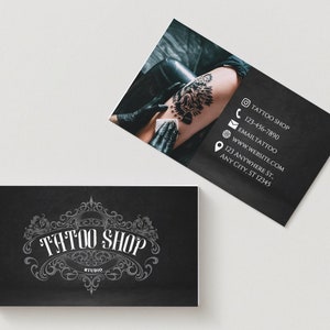 Tattoo Shop Business Card Template, Tattoo Artist Business Card - Etsy