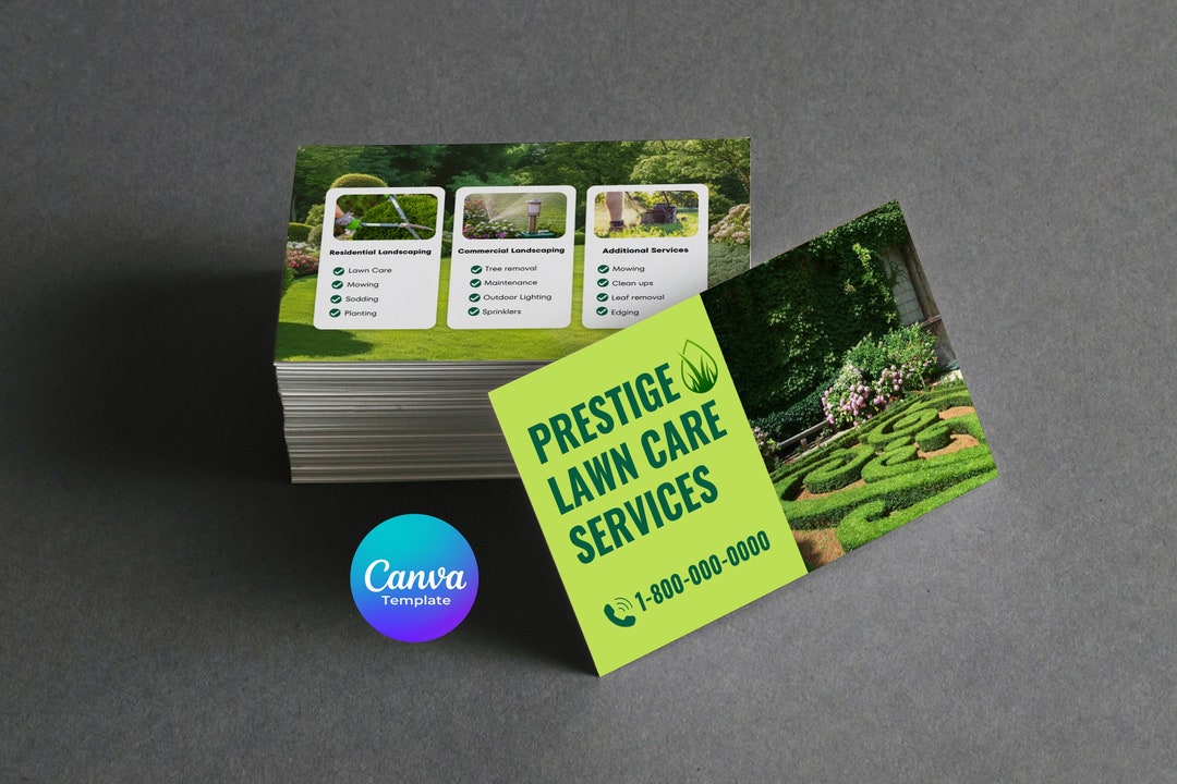 Landscaping Business Card Template, Lawn Care Business Card - Etsy