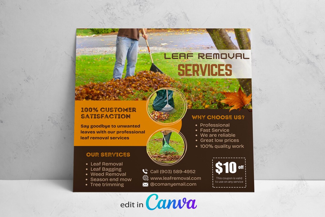 Leaf Removal Services Flyer, Leaf Removal Flyer Template, Leaf Removal ...