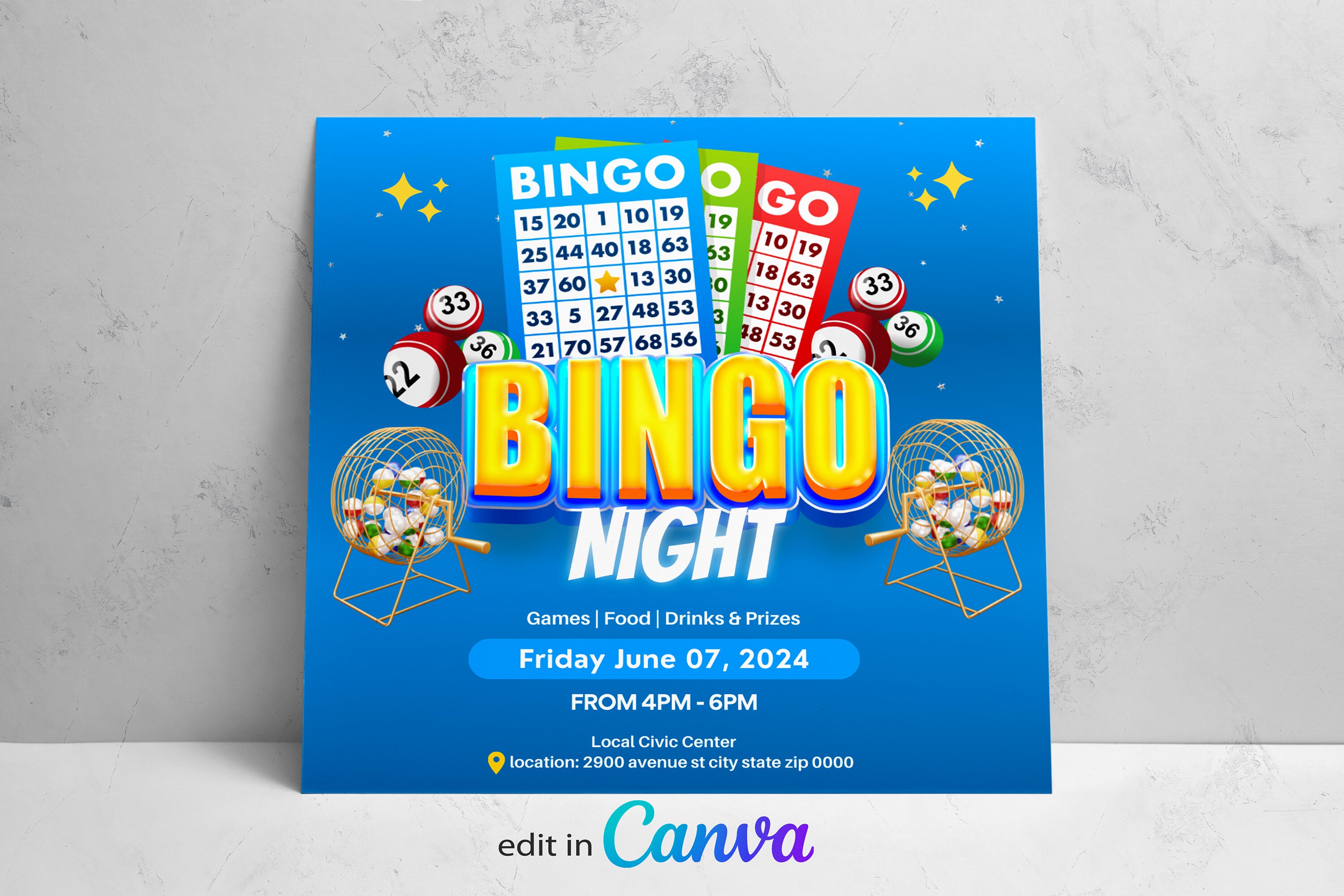 Bingo Night Flyer, Bingo Flyer, Bingo Invitation Flyer Templare - Etsy