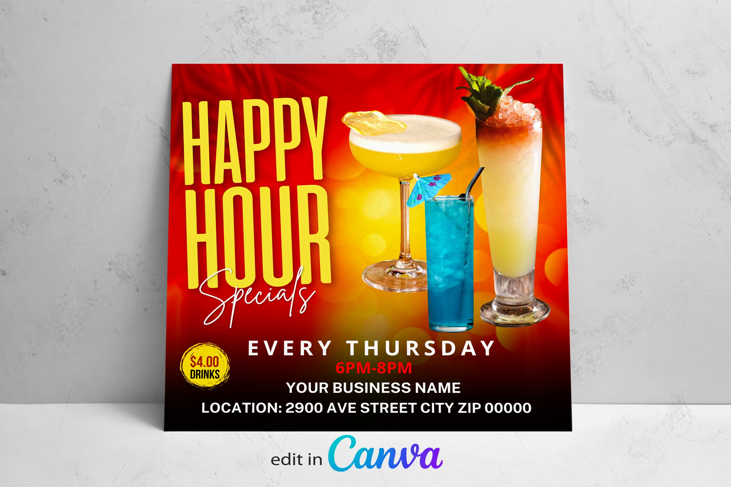 Happy Hour Flyer, Cocktail Drinks Flyer, Happy Hour Cocktail Flyer ...