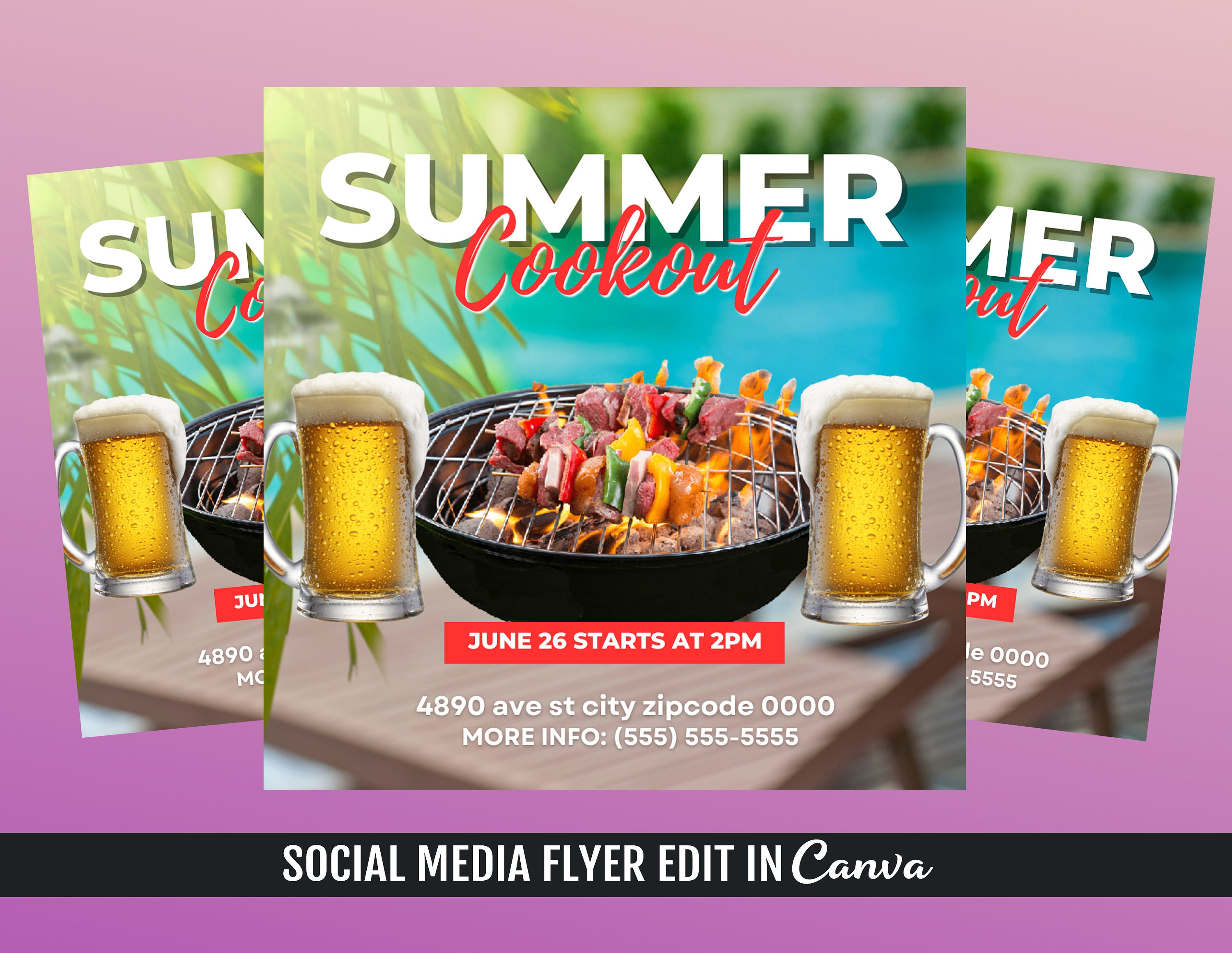 Summer Cookout Flyer Template - Etsy