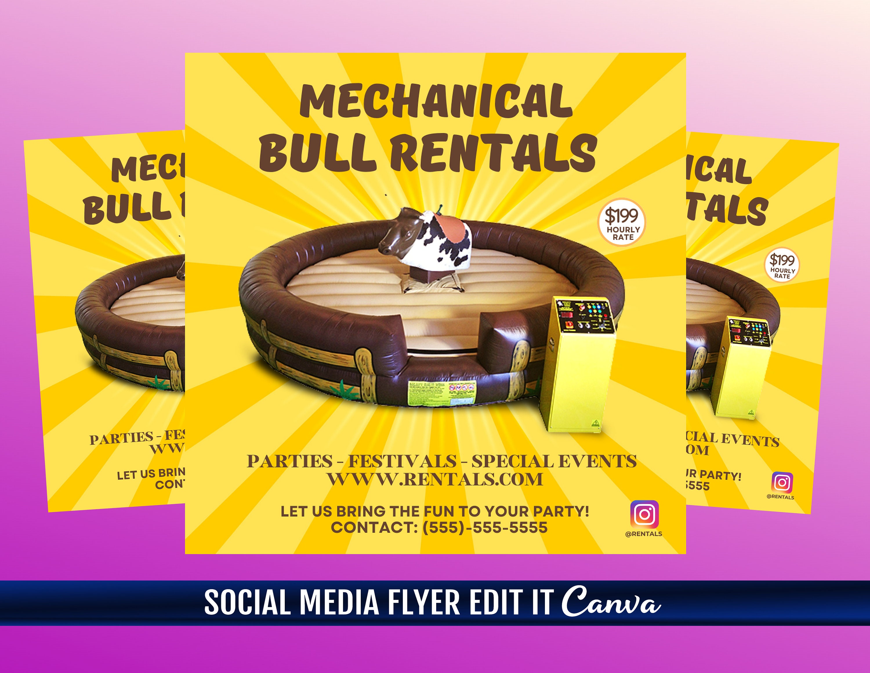 Mechanical Bull Flyer Template - Etsy